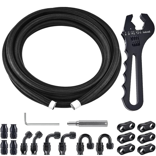 10ft Black AN10 PTFE Teflon Nylon Line Oil Fuel Hose Fittings Wrench ...