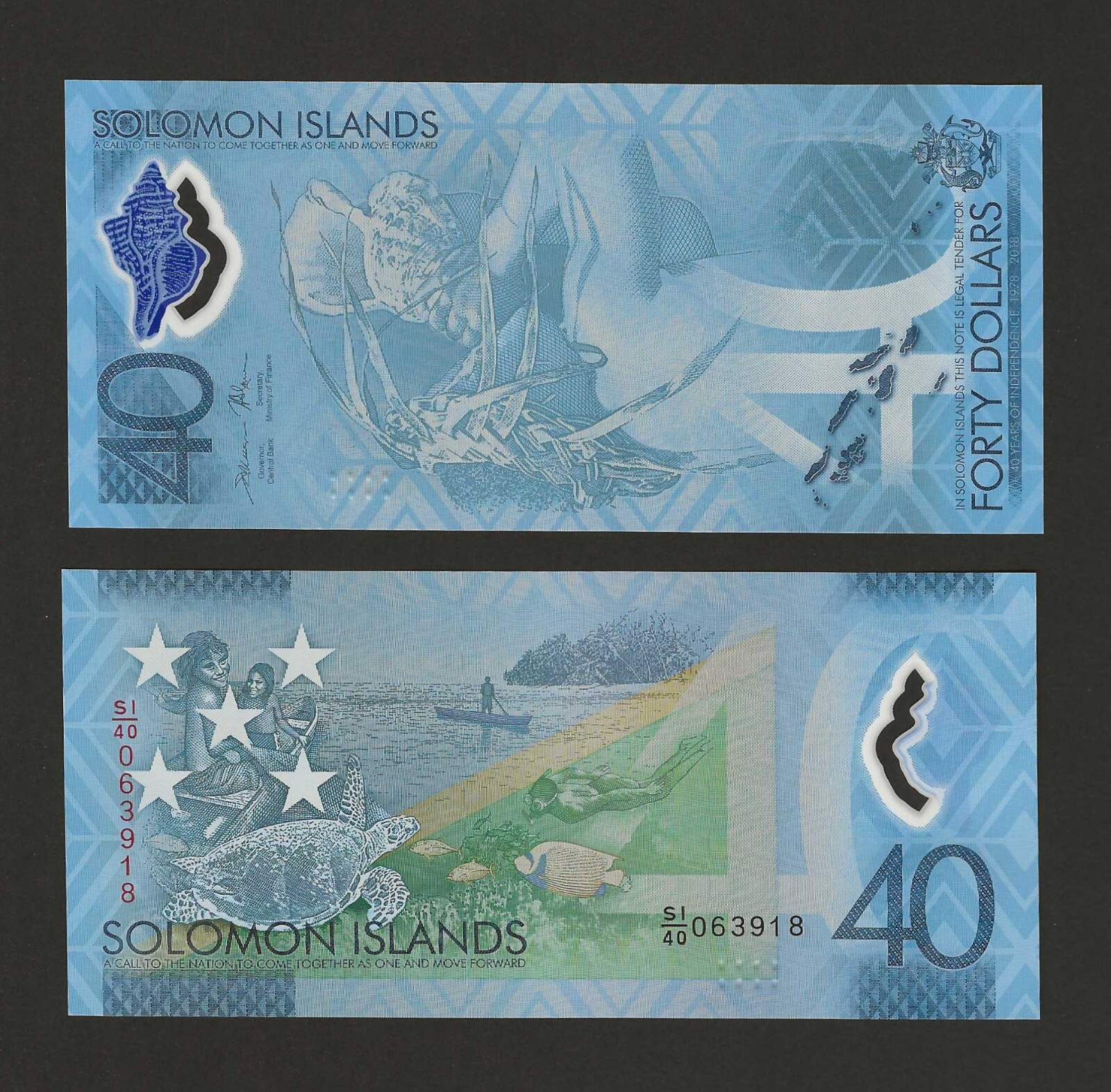 SOLOMON ISLANDS 40 Dollars 2018, P-37 Commemorative Polymer Banknote ...