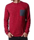Quiksilver Lightweight Pocket Crew Fleece Sweatshirt Sweater Mens Red ...