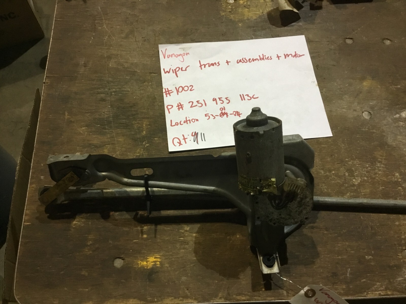 VW VANAGON Windshield Wiper TRANS Assembly W/ MOTOR Part # 251 955 326 ...