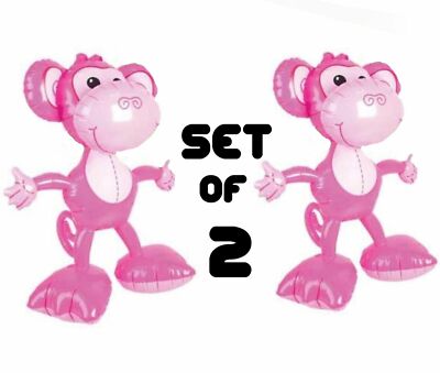 (Set of 2) 24'' Pink Big Footed Monkeys Inflatables - Inflate Party ...