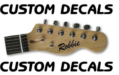 PERSONALISED CUSTOM NAME VINYL DECAL STICKER electric acoustic guitar ...