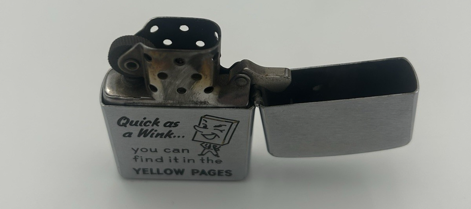 Vintage 1959 Advertising Zippo Lighter Yellow Pages Wolley Segap ...