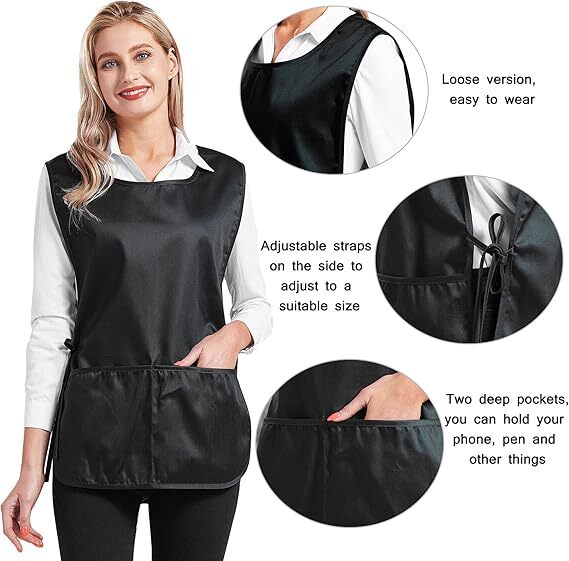 2PCS 30*20 in Shoemaker Apron 2 Pocket Waterproof Art Smock Black ...