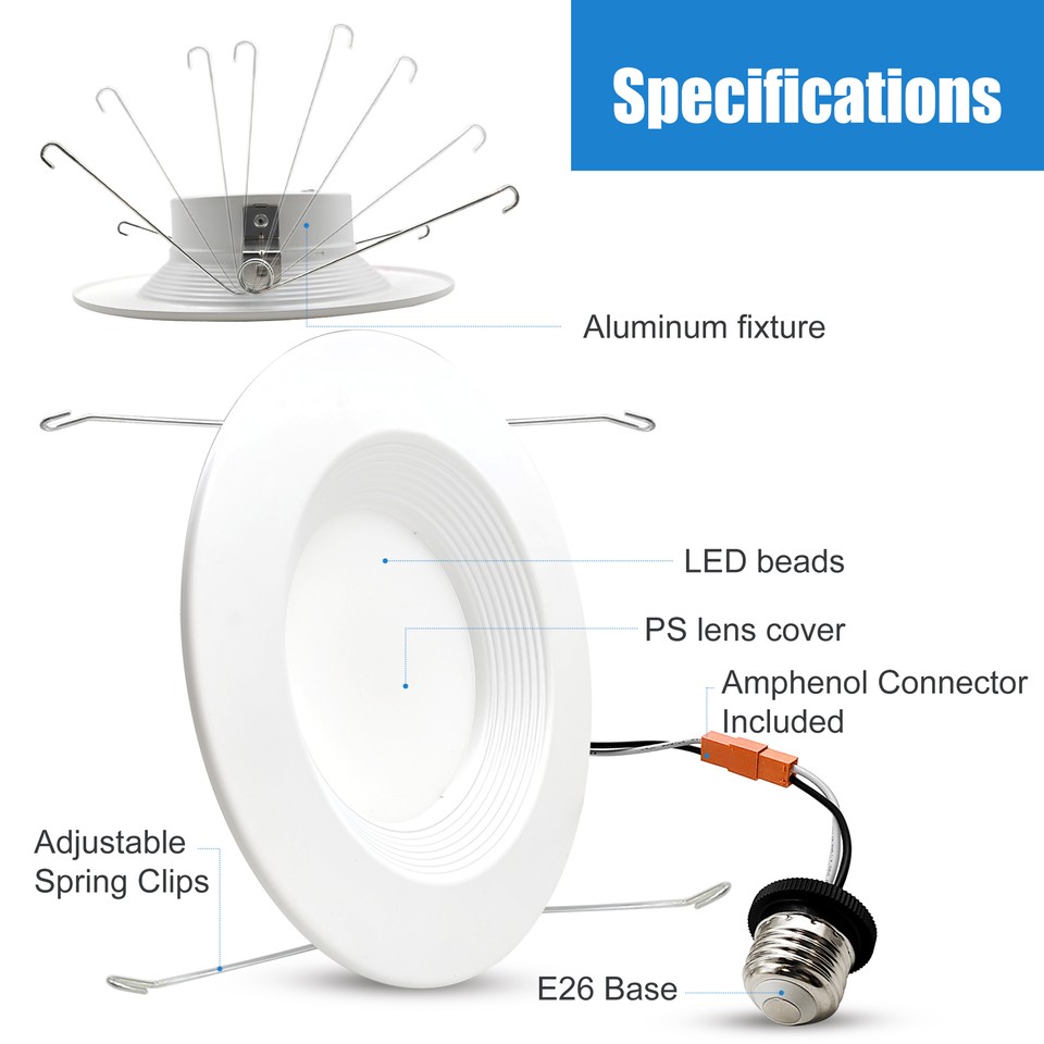 6Pack/12Pack 6 inch LED Can Lights Dimmable Recessed Retrofit Down ...