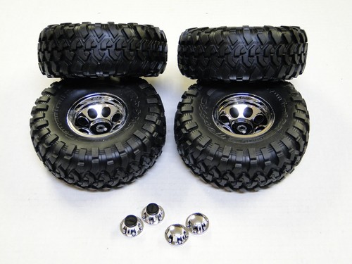 NEW TRAXXAS TRX-4 Wheels/Tire Set Chrome 12mm Hex HIGH TRAIL Chevy K10 ...