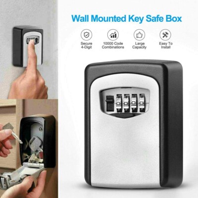 WALL MOUNTED KEY SAFE 4 DIGIT COMBINATION KEY SAFE OUTDOOR SECURITY KEY ...