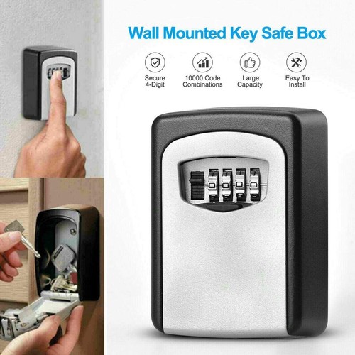 WALL MOUNTED KEY SAFE 4 DIGIT COMBINATION KEY SAFE OUTDOOR SECURITY KEY ...
