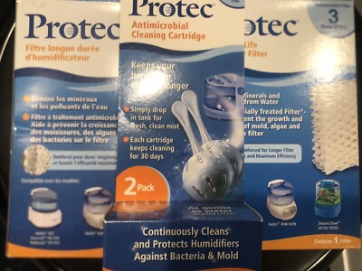 Lot Of 2 Protec WF813 Humidifier Wicking + PC-2 Cleaning Cartridge ...