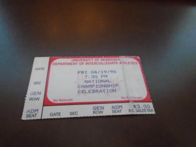 1995 NEBRASKA NATIONAL CHAMPIONS CELEBRATION FOOTBALL TICKET STUB | eBay