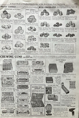 Antique Candy Art Chewing Gum Necco Wrigleys Catalog Page Vintage Print ...