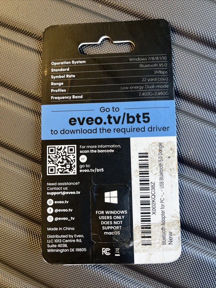 EVEO Bluetooth 5.0 Dongle Adapter for Windows PC Stereo Headset ...