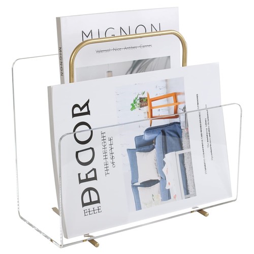 Acrylic Magazine Holder, Crystal Clear Acrylic Magazine Book Rack ...