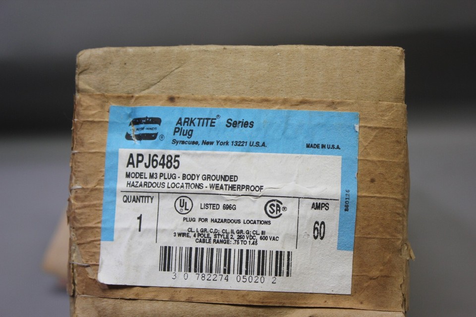 NEW CROUSE-HINDS 60A ARKTITE ELECTRICAL PLUG APJ6485 | eBay