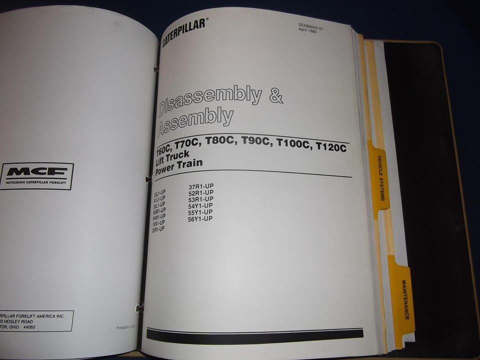 CATERPILLAR T60C T70C T80C T90C T100C T120C FORKLIFT SERVICE SHOP ...