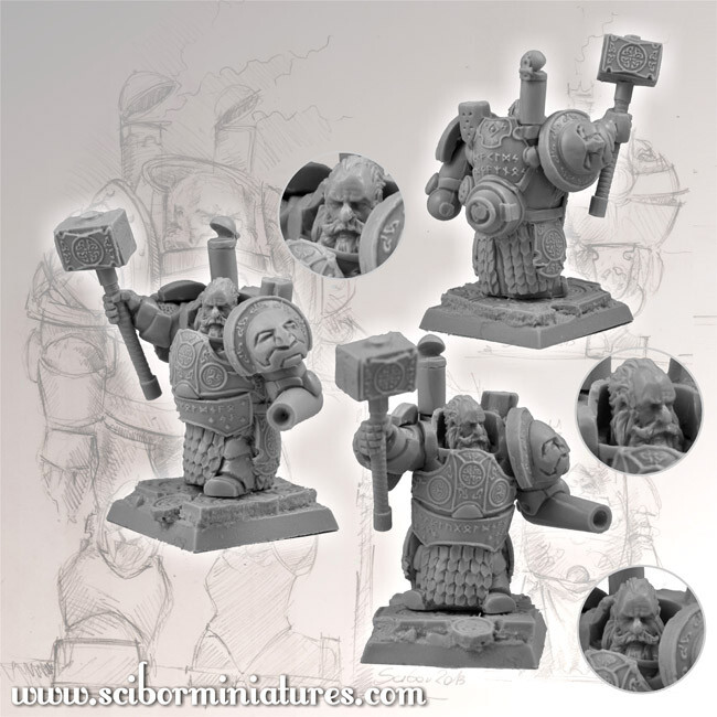 Scibor Miniatures 28mm ~ Dwarves ~ Dwarf Steam Guard / Armor Set (x5 ...
