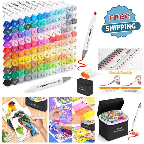 Brush Markers, Alcohol, 121 Colors, Dual Tip, Artist Supplies, Great ...
