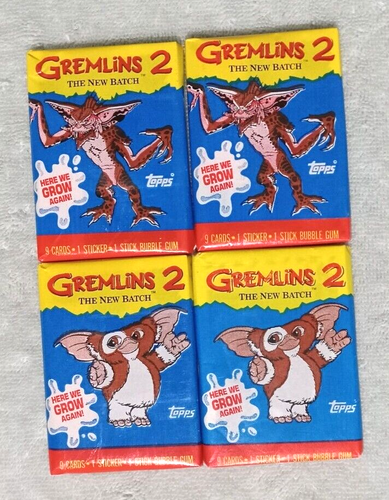 (4) X 1990 Topps Gremlins 2 Movie Cards Sealed Wax Packs 9 Cards & 1 ...