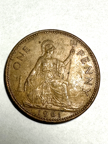1961 Great Britain Large Cent Queen Elizabeth II Copper Penny BN KM#897 ...