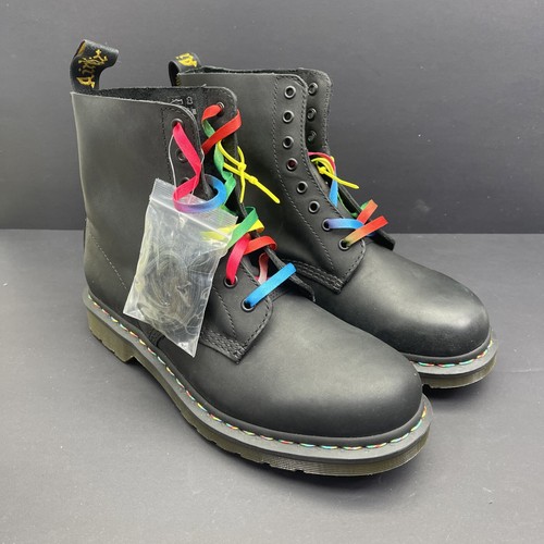 Dr. Martens 1460 Rainbow Pascal Virginia Leather Black Boots Women's ...