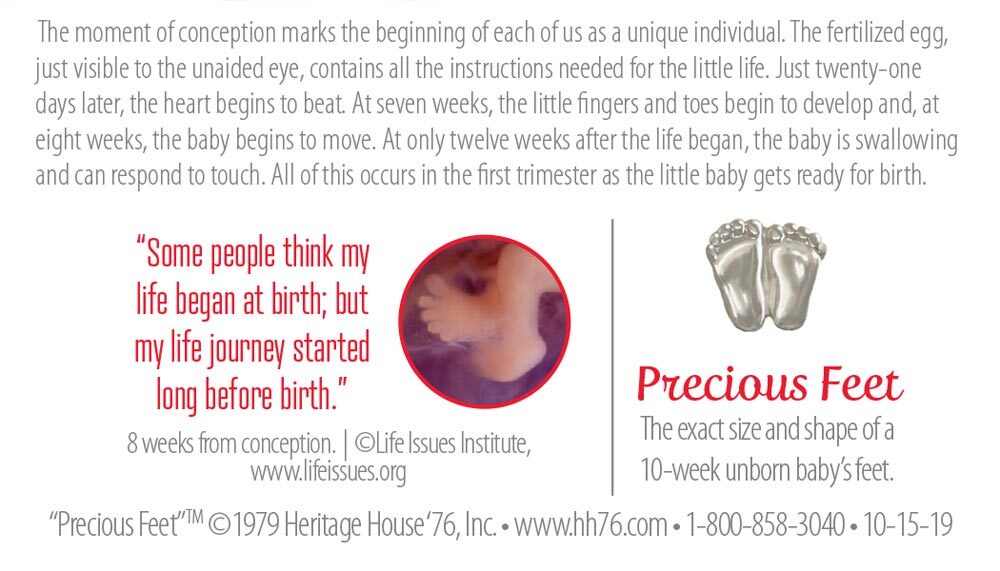 Precious Feet Silver-Colored Christmas Thank You Card Pro-Life Jewelry ...