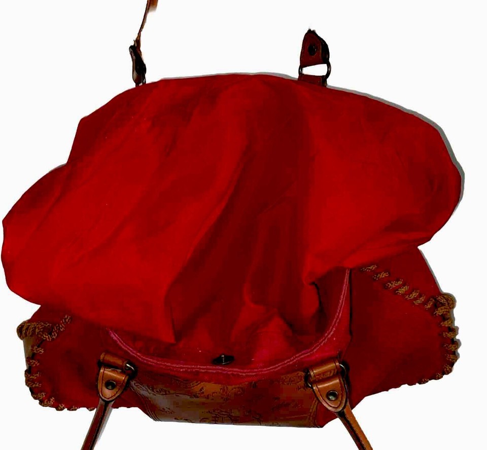 Disney Winnie The Pooh Canvas Shoulder BagTote Red Embossed Snap Long ...