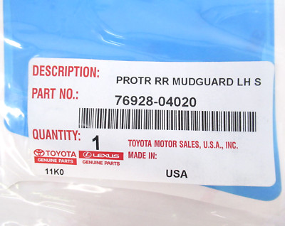Genuine OEM Toyota 76928-04020 Driver Side LH Rear Panel Protector 16 ...