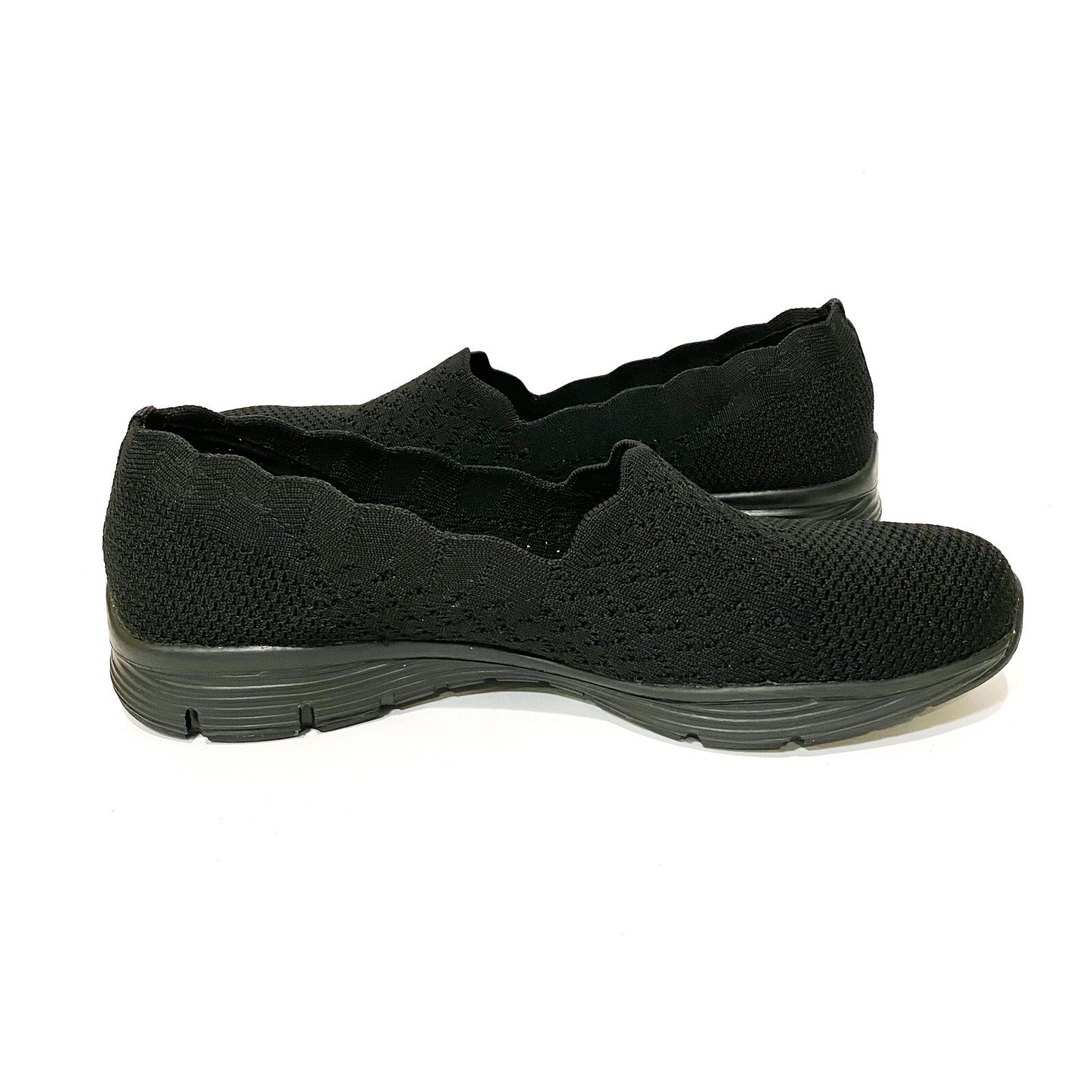 Skechers Women's Seager Stat Black Mesh Fabric Slip O… - Gem