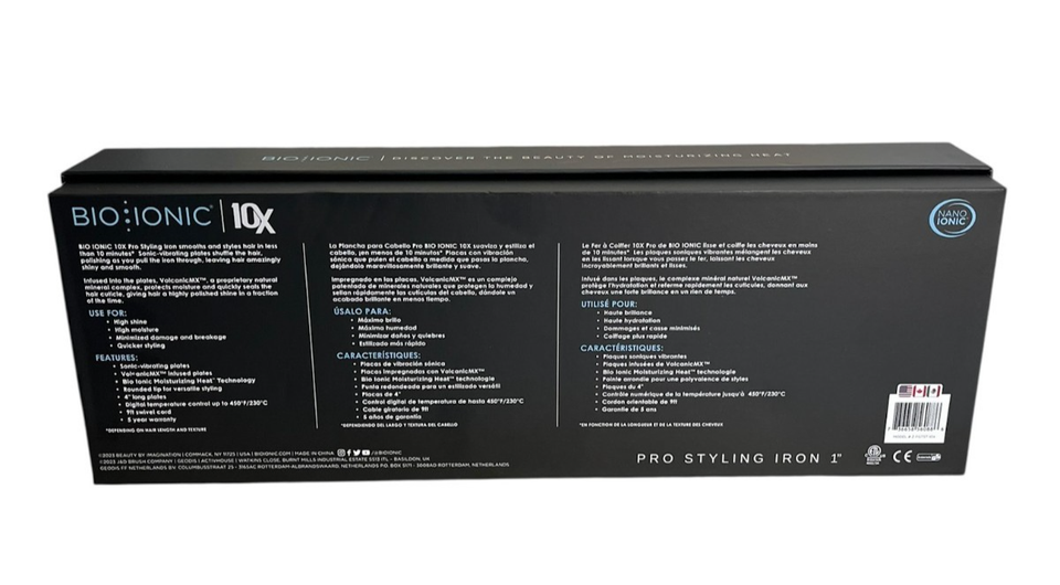 Bio Ionic 10X Pro Styling Iron 1" Nano Ionic-with Vibrating Plates ...