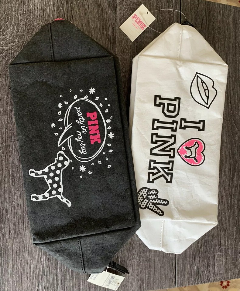 2 Pcs Victoria's Secret PINK Make Your Mark Beauty Bag Cosmetic Makeup ...