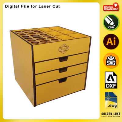 Organizer & Makeup Box MB002 DXF SVG CDR file Vector for Laser Cutting ...