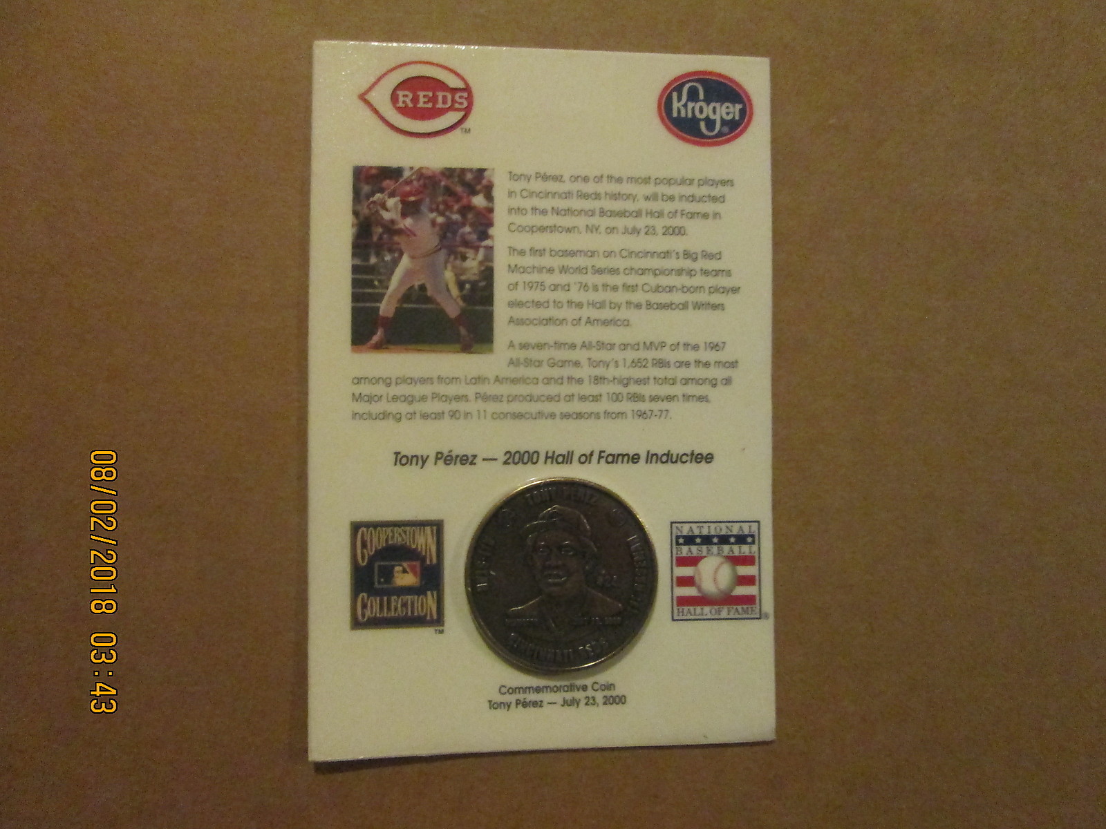 MLB Cincinnati Reds Tony Perez Vintage Kroger 2000 HOF Commemorative ...