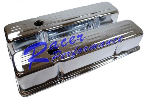 Chrome Steel Small Block Chevy 350 Logo Tall Valve Cover SBC 283 305 ...