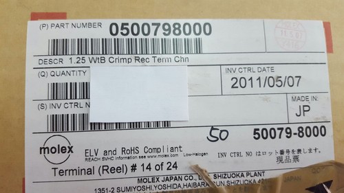 1,000 X MOLEX 50079-8000 Contact SKT Crimp ST 26AWG | eBay