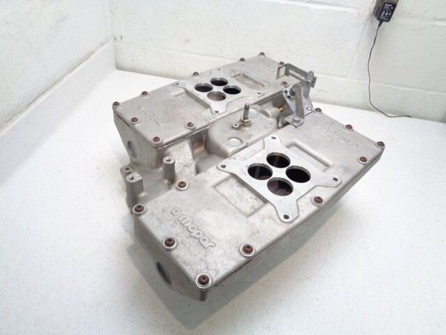 MOPAR 426 HEMI SUPER STOCK ALUMINUM CROSS RAM DUAL CARB INTAKE MANIFOLD ...