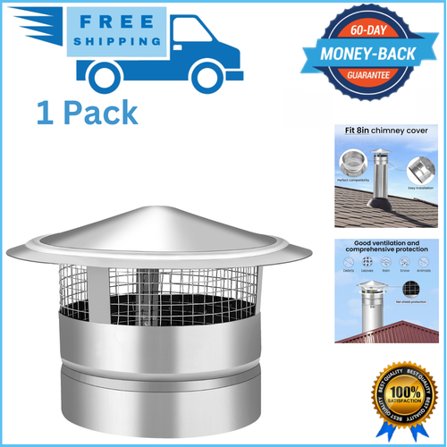 8 Inch round Chimney Cap, 8 Inch Chimney Cap with Screen, Stove Pipe ...