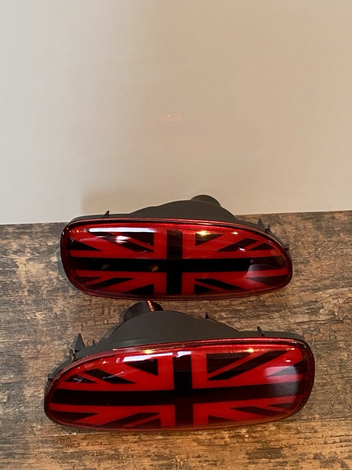 Pair Of Red Union Jack LED Rear Fog Lights For Mini Cooper S JCW R56 ...