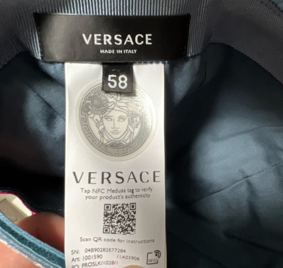 RARE Versace Silk Pattern Print V Logo Baseball Hat Size 58 (NWOT ...