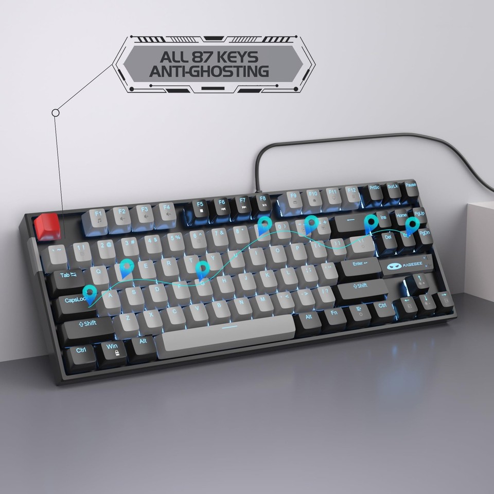 Magegee 75% Mechanical Gaming Keyboard With Blue Switch, Led Blue Back ...