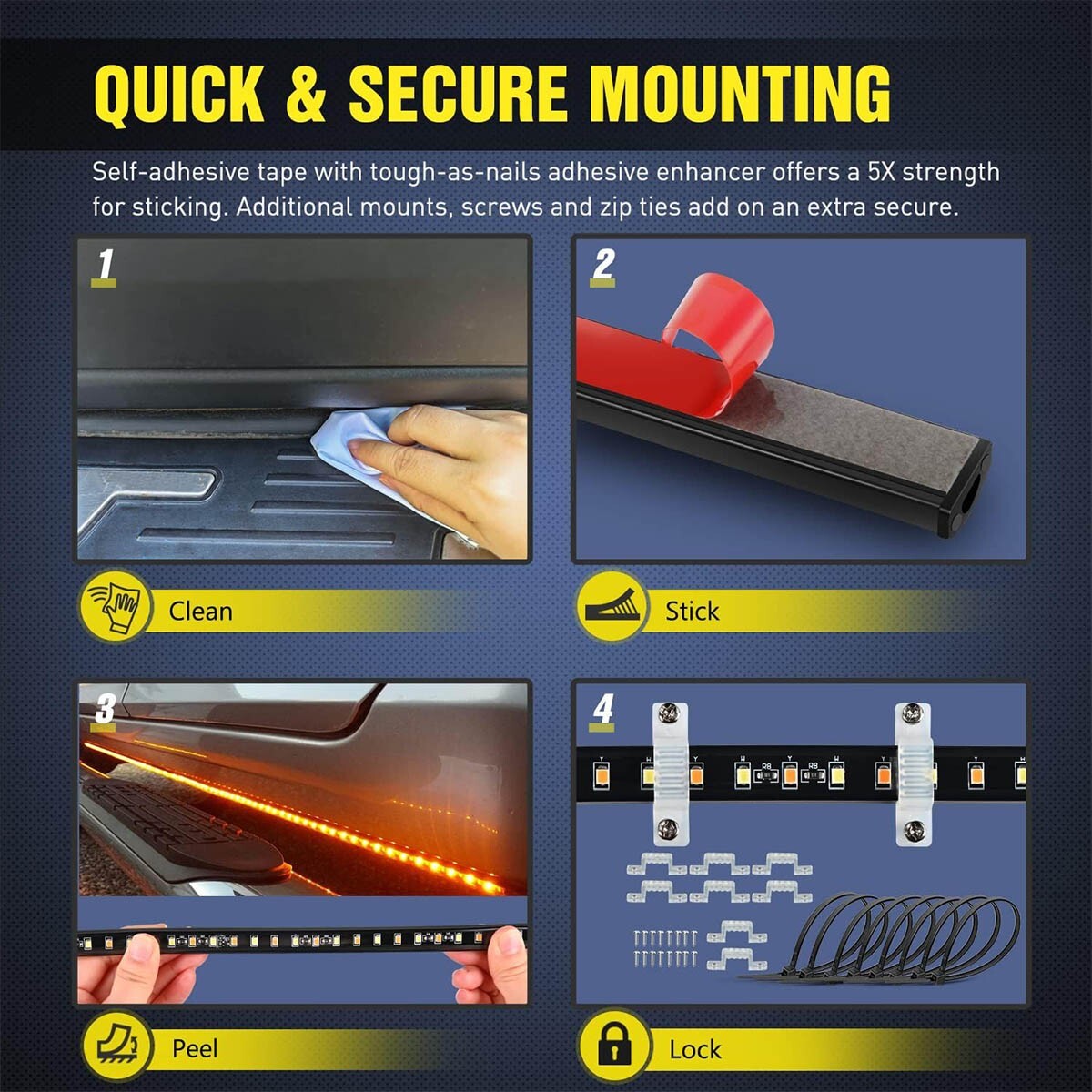 2X 70inch Running Board LED Strip Side Step Light Bar Turn Signal Truck ...