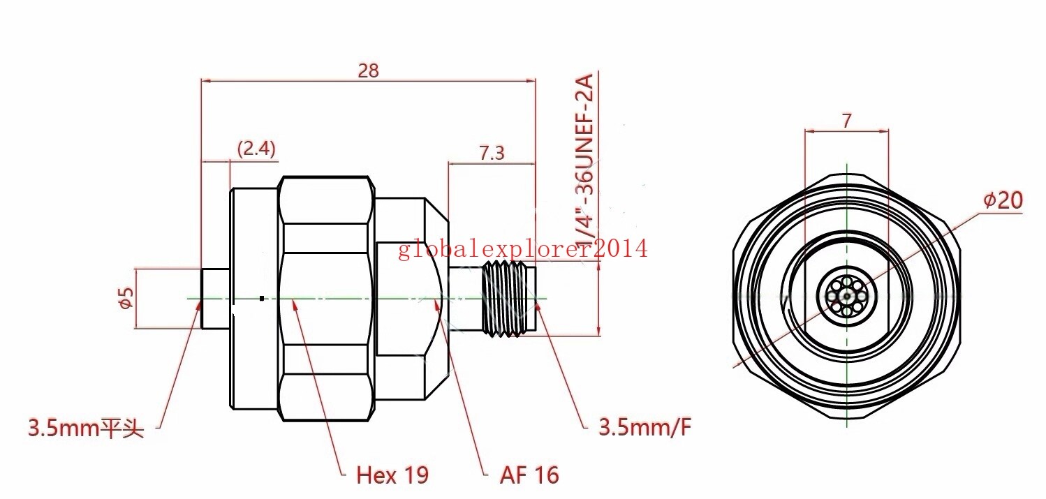3.5mm-JK M/F Adapter Connector for ROHDE & SCHWARZ Spectrum Analyzers ...