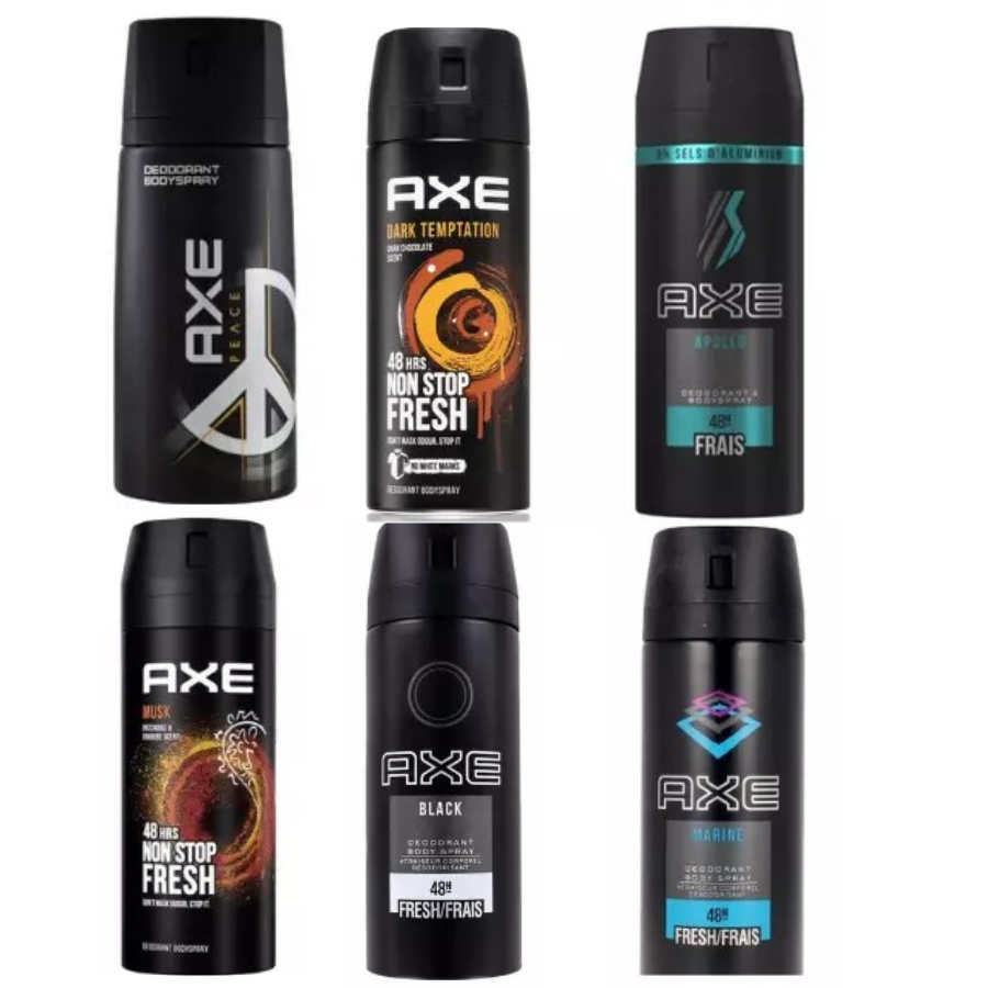 6 x Axe ( Lynx) Deodorant Body Spray 150ml Black Apollo Ice Excite ...