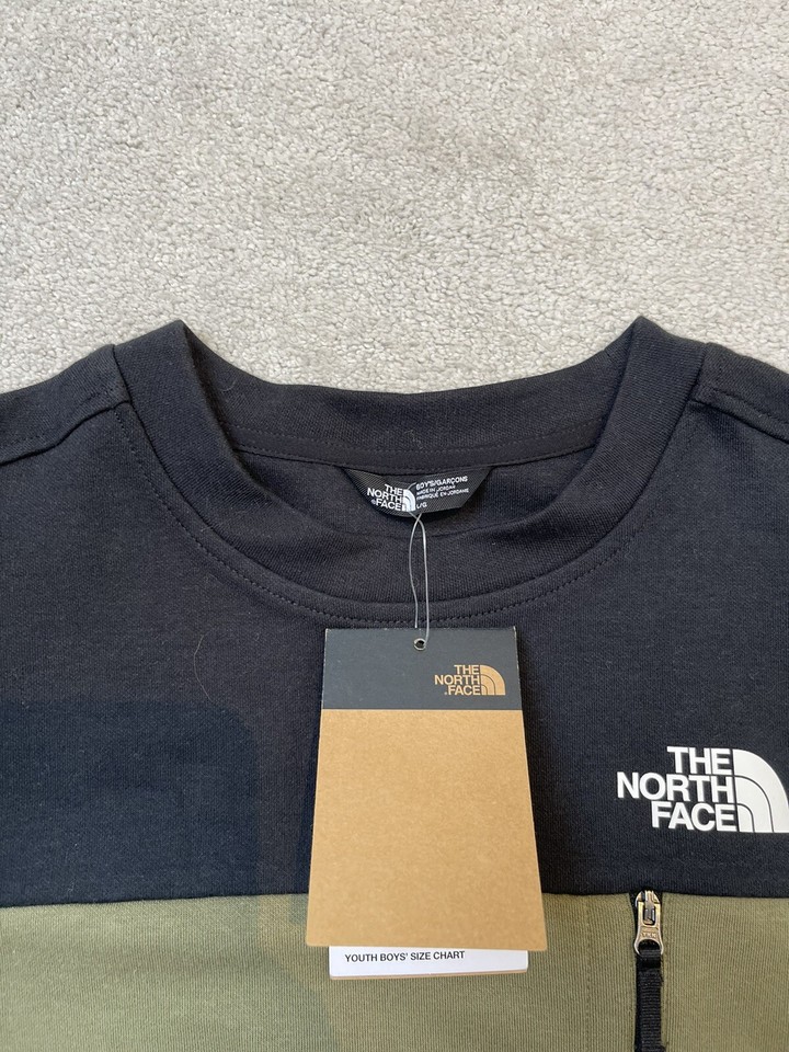 The North Face - Boys Green / Black B Slacker Crew Neck Sweater (Large ...