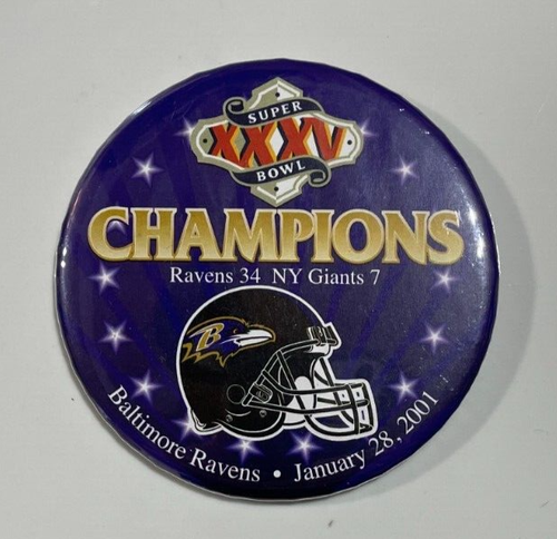 BALTIMORE RAVENS SUPER BOWL XXXV CHAMPS NFL FOOTBALL VINTAGE PINBACK ...