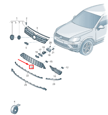VW TOUAREG 7P Front Lower Bumper Center Grille 7P6853671KRYP NEW ...