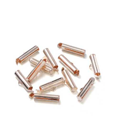100Pcs Metal Slide On End Clasp Tubes Slider End Caps Crimp End Tube ...