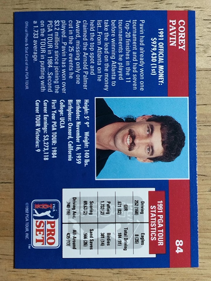 1992 Pro Set #84 Corey Pavin | eBay