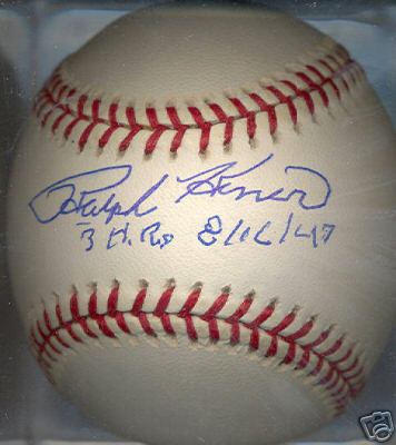 Ralph Kiner Pittsburgh Pirates Autographed Signed Baseball 3 HRs 8/16 ...