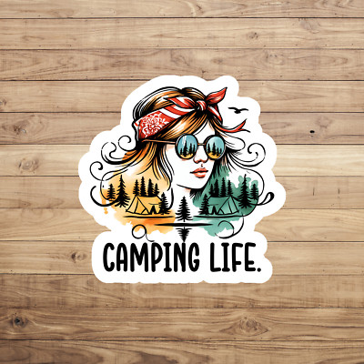 Camping life sticker vinyl decal adventure outdoor hiking forest nature ...