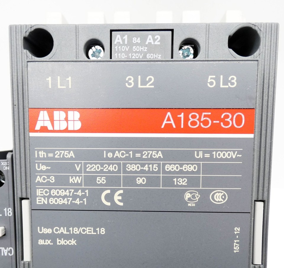 ABB A185-30 220-240V/55kW 110V 50Hz 110-120V 60Hz Schütz / contactor ...